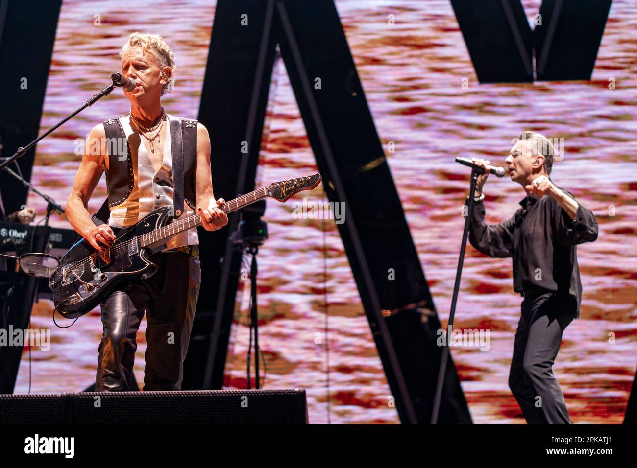 Martin Gore, left, and Dave Gahan of Depeche Mode perform on Wednesday ...