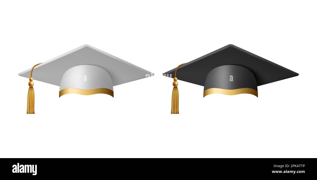 Vector 3d Realistic White and Black Graduate College, High School ...