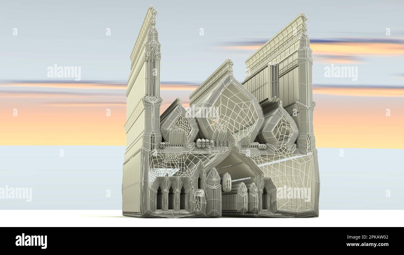 Architectural illustration of a mosque. A mosque or masjid is where all ...