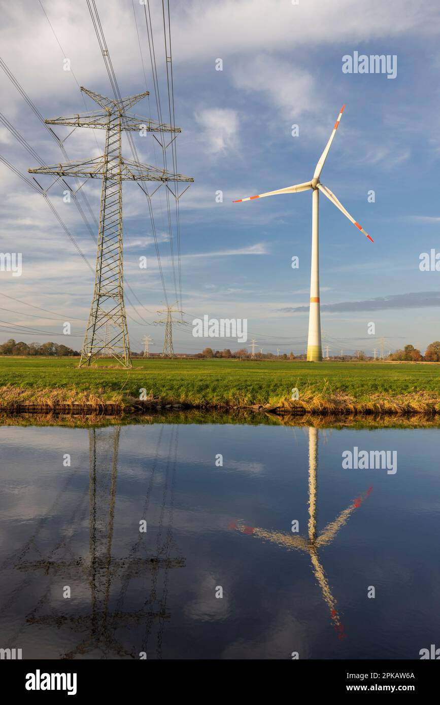 Wind turbine at the ems jade canal hi-res stock photography and images ...
