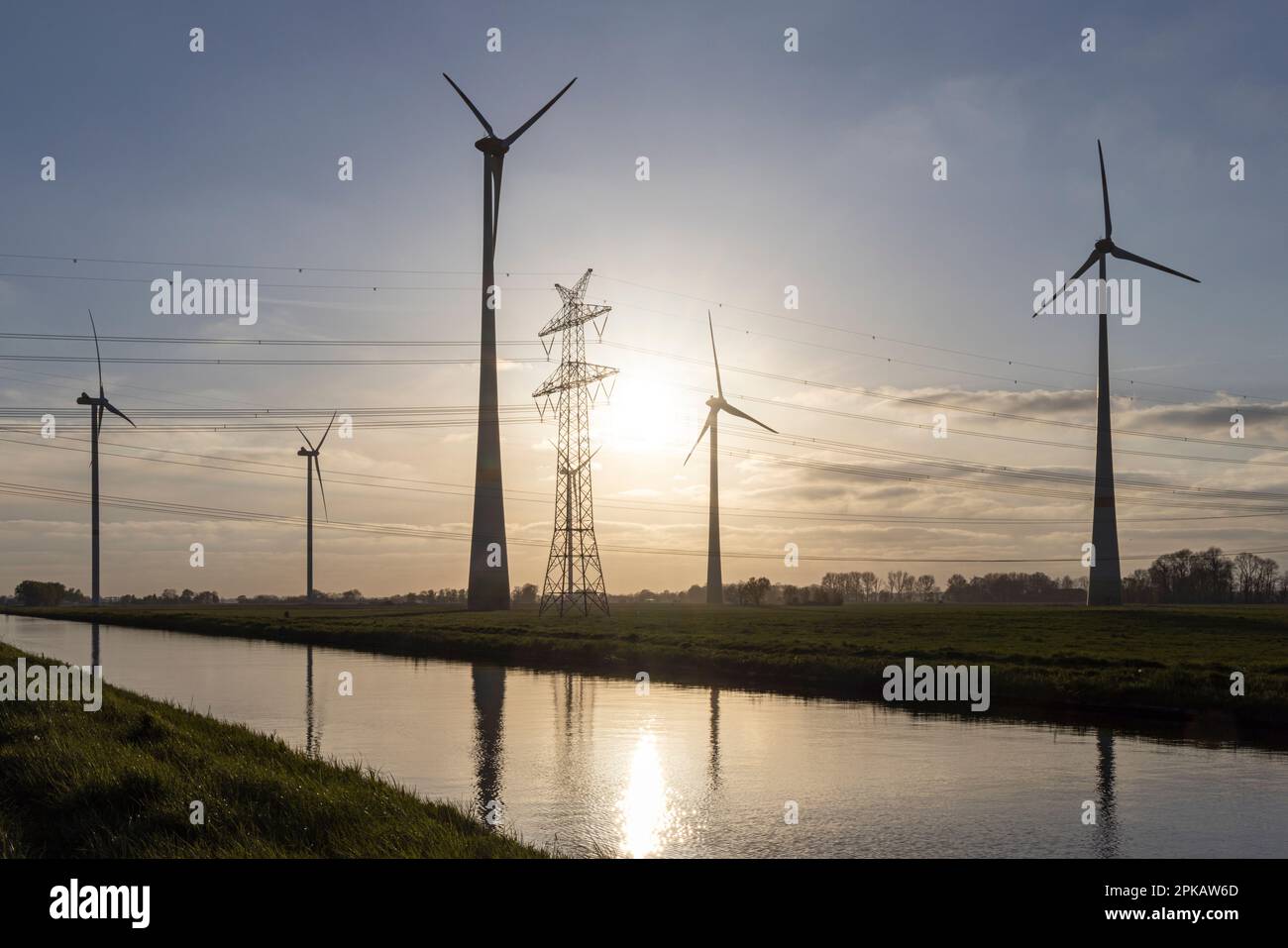 Wind turbine at the ems jade canal hi-res stock photography and images ...