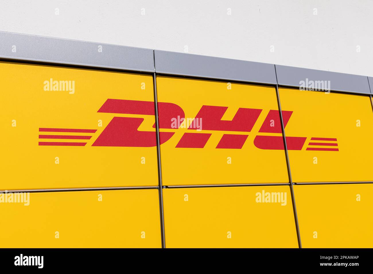 DHL Packstation 177, at a JET gas station, detail, labeling, lettering ...