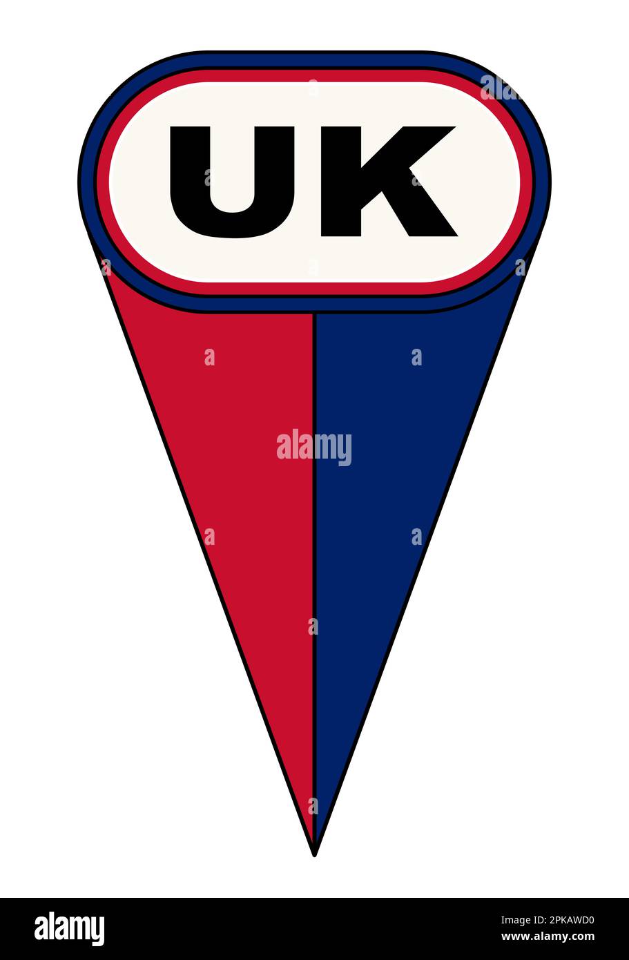 UK red white and blue oval map pointer pin icon location flag marker ...