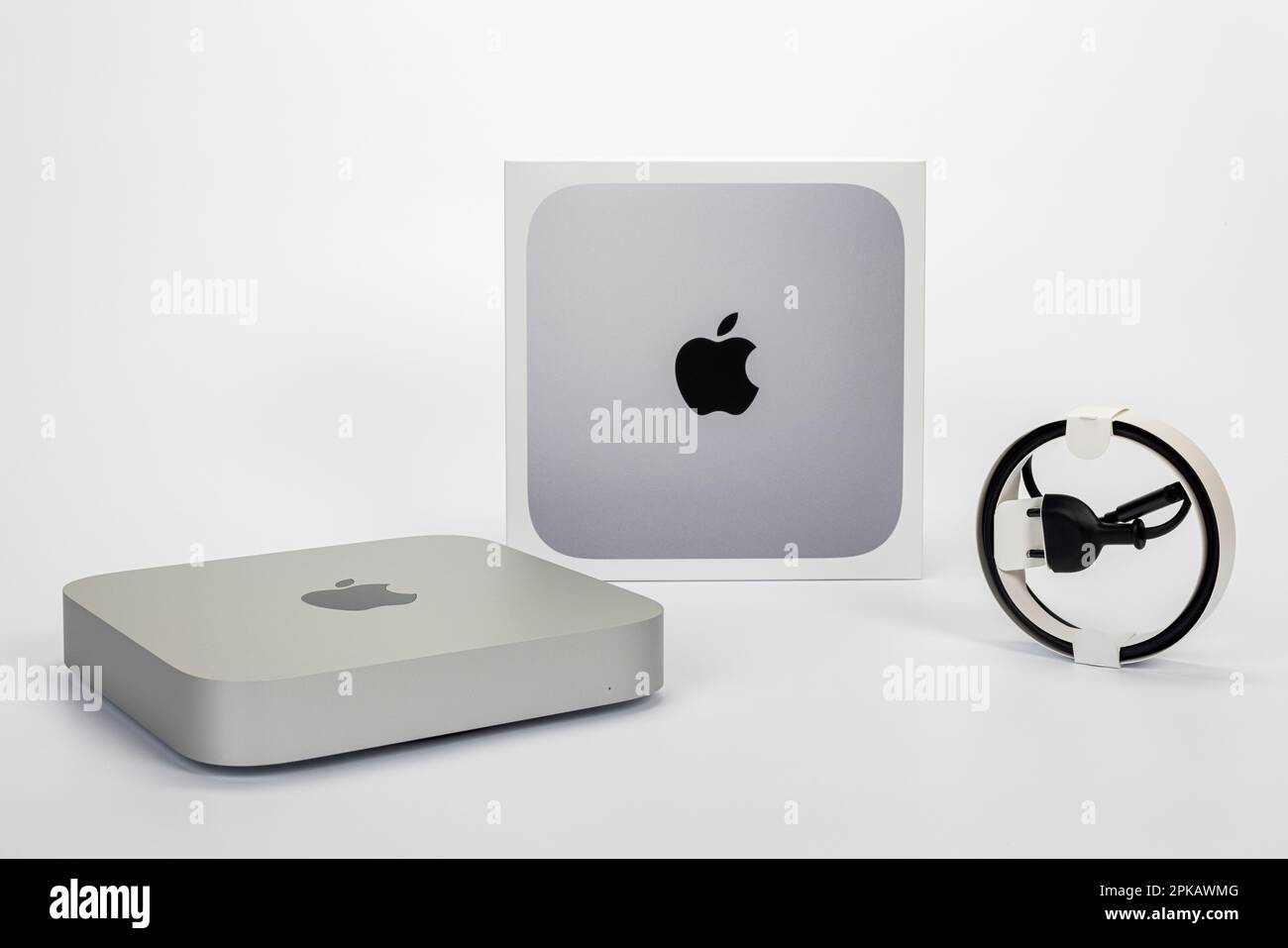 Apple Mac mini with M1 chip, power cord, original box, white background ...