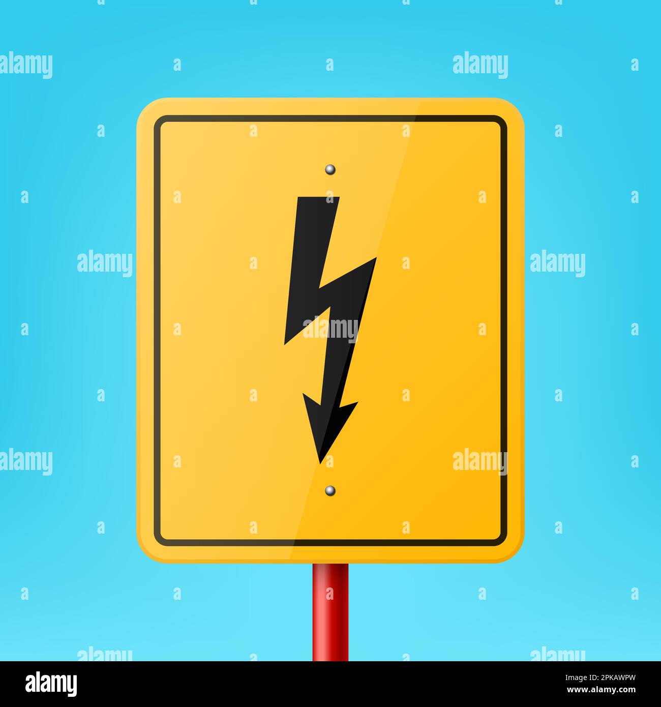 Vector Yellow Blank Rectangular Road Sign Frame with Lightning Icon ...