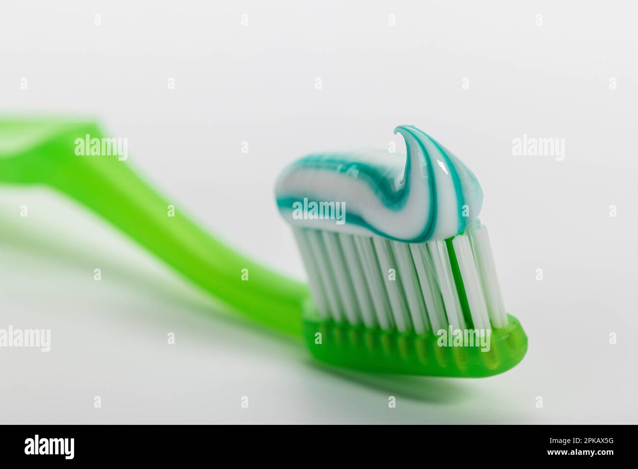 Toothbrush with toothpaste, detail, symbol image, brushing teeth ...