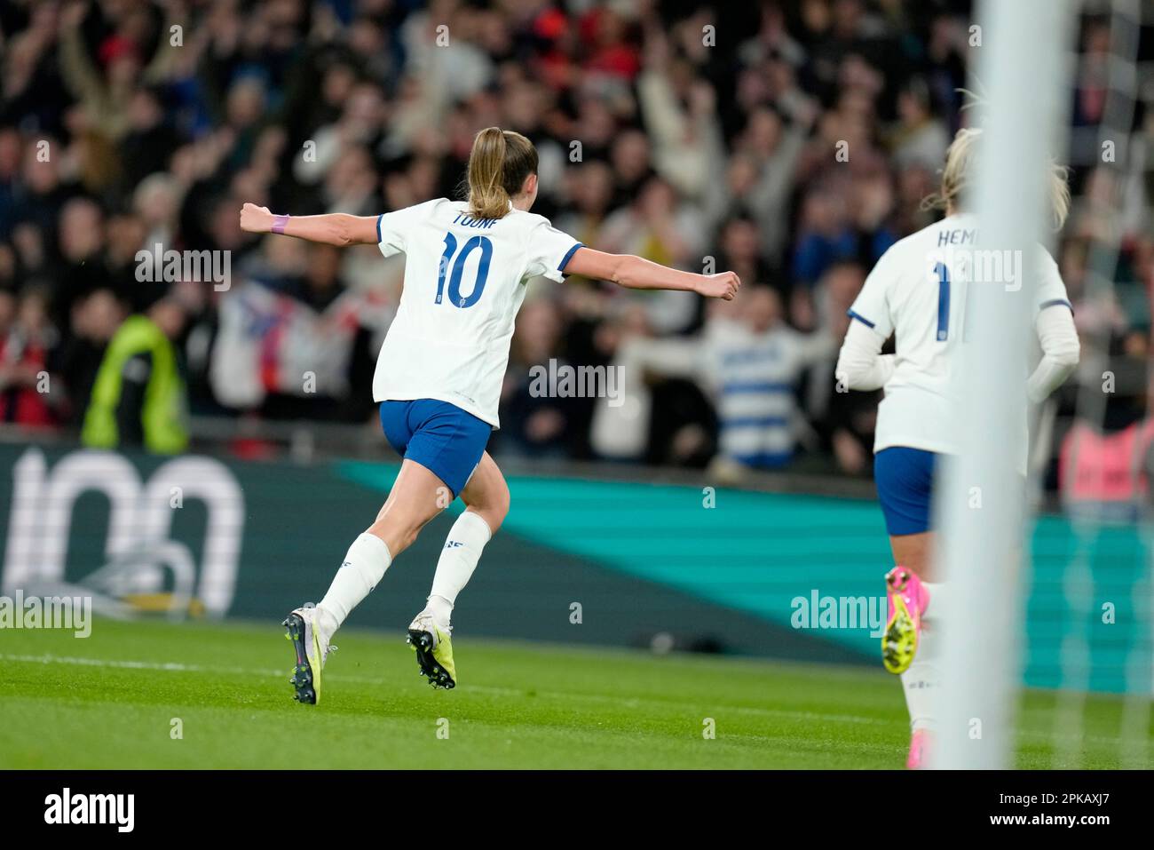 England's Ella Toone celebrates after scoring the opening goal during ...