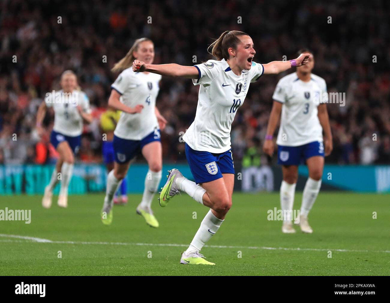 England's Ella Toone celebrates scoring their side's first goal of the ...