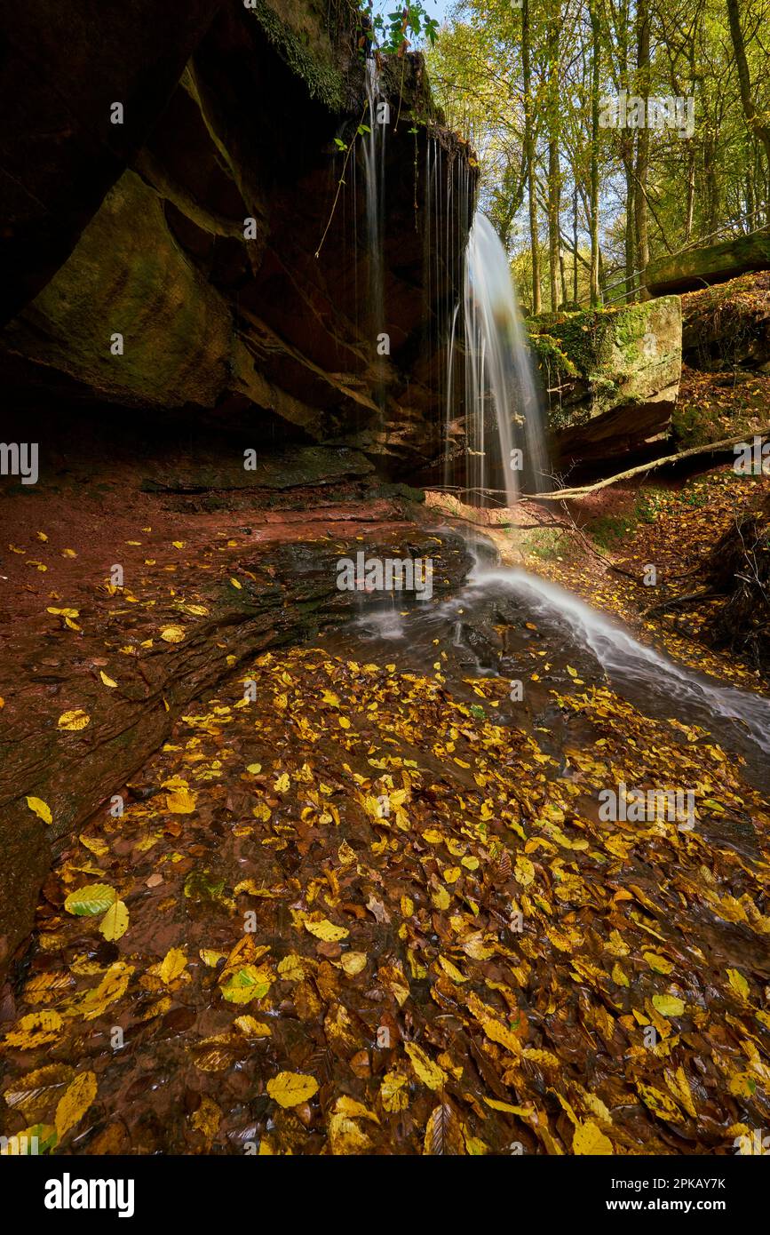 The Trettstein waterfall of the Eidenbach near Gräfendorf in the ...