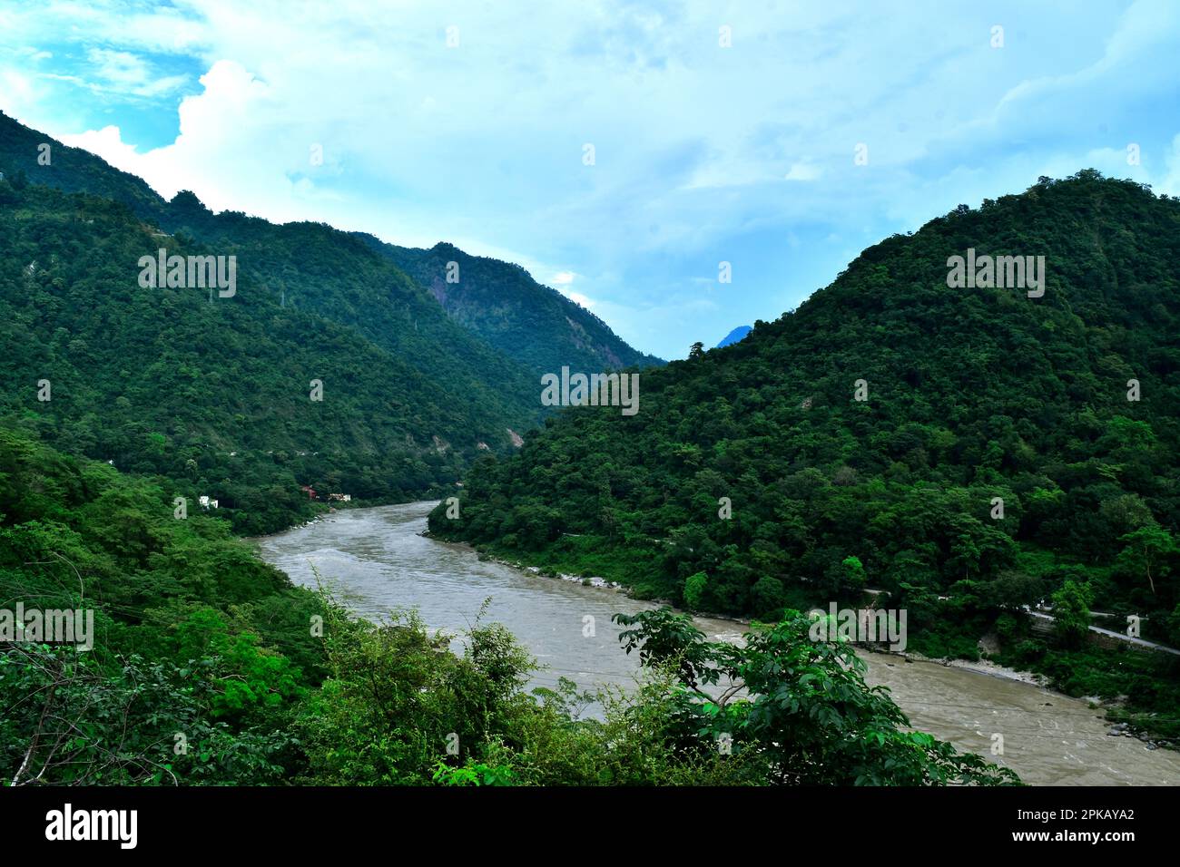 Top view of rishikesh town at uttarakhand Stock Photo - Alamy