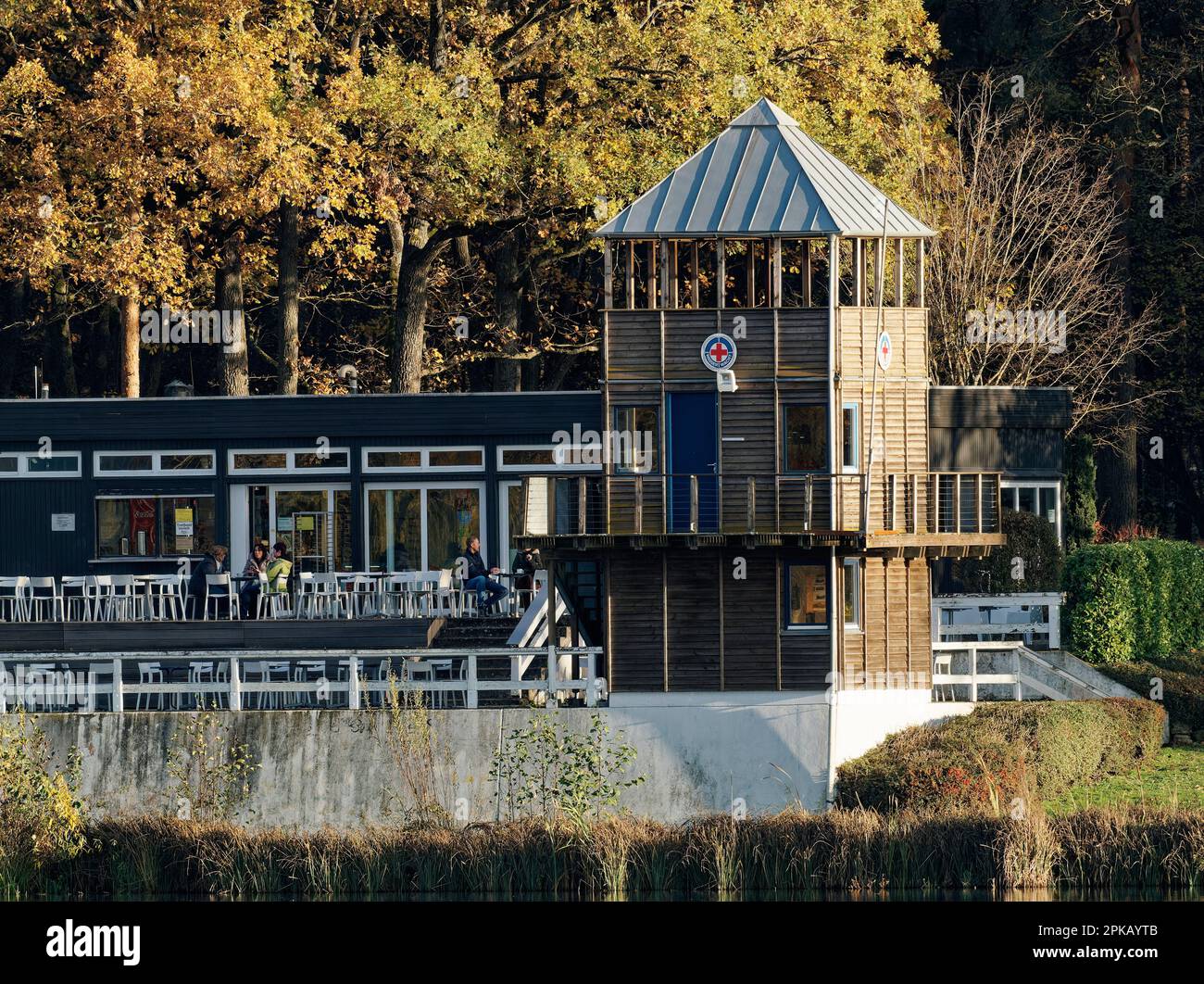 Local recreation area Baggersee on the outskirts of Schweinfurt, Lower ...
