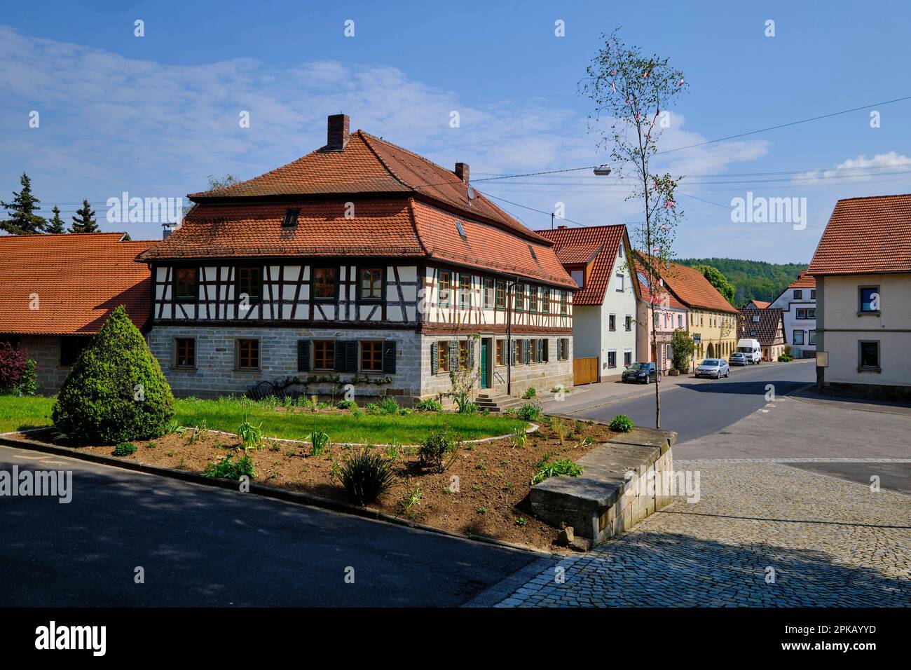 village view of Goßmannsdorf, district of the city Hofheim in Lower ...