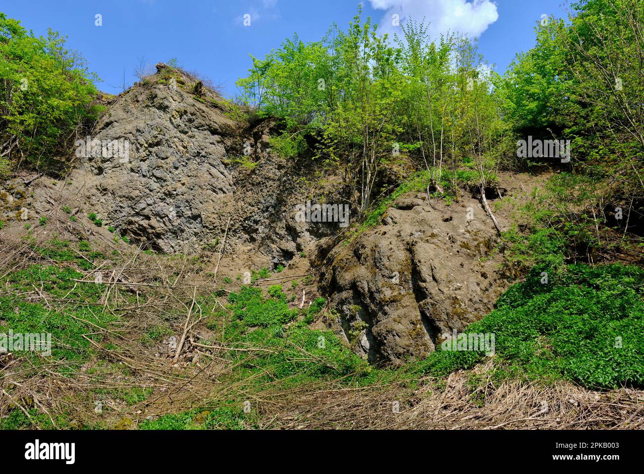 Basalt quarry at the bramberg in the nature park hassberge hi-res stock ...