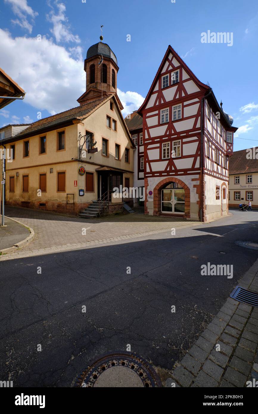 Historic town hall and church in rieneck in sinntal hi-res stock ...