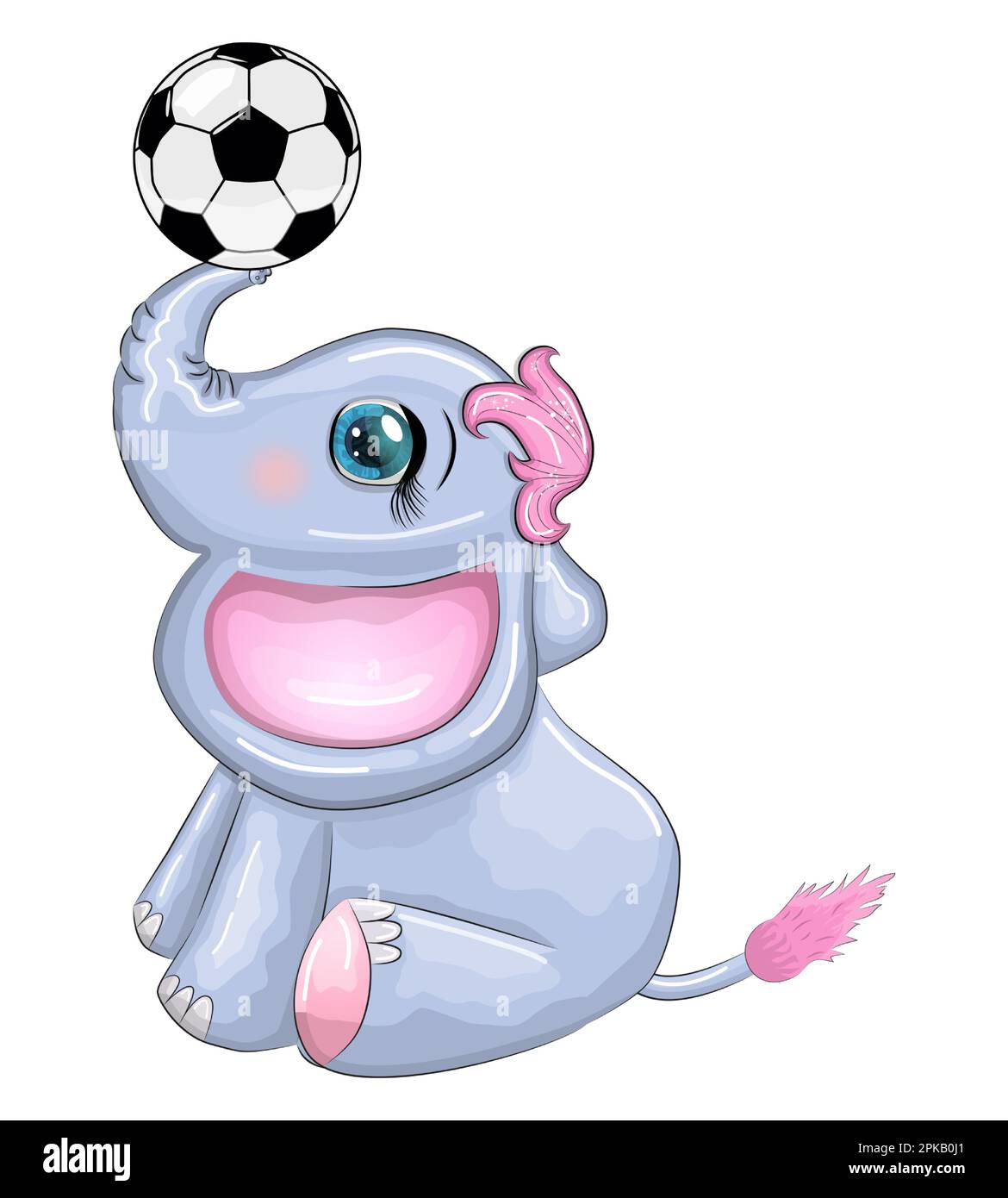 Cute cartoon elephant, children's character with beautiful eyes with a ...
