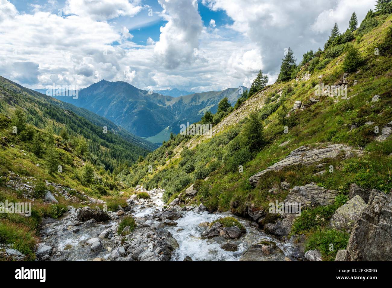 Scenic alpine landscape in the High Tauern National Park during a hike ...
