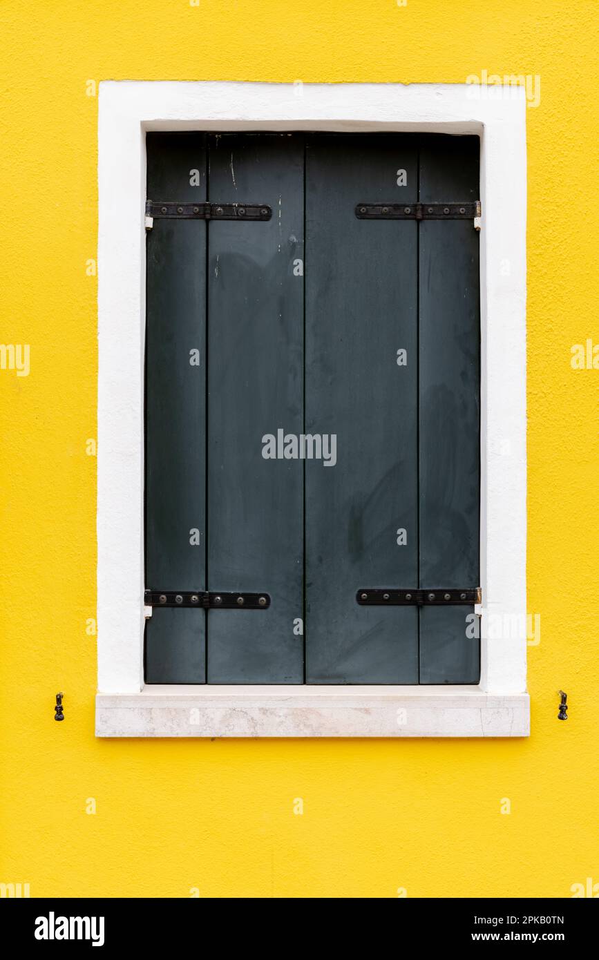 Burano island shutters. Colourful shutters on the island of Murano near ...