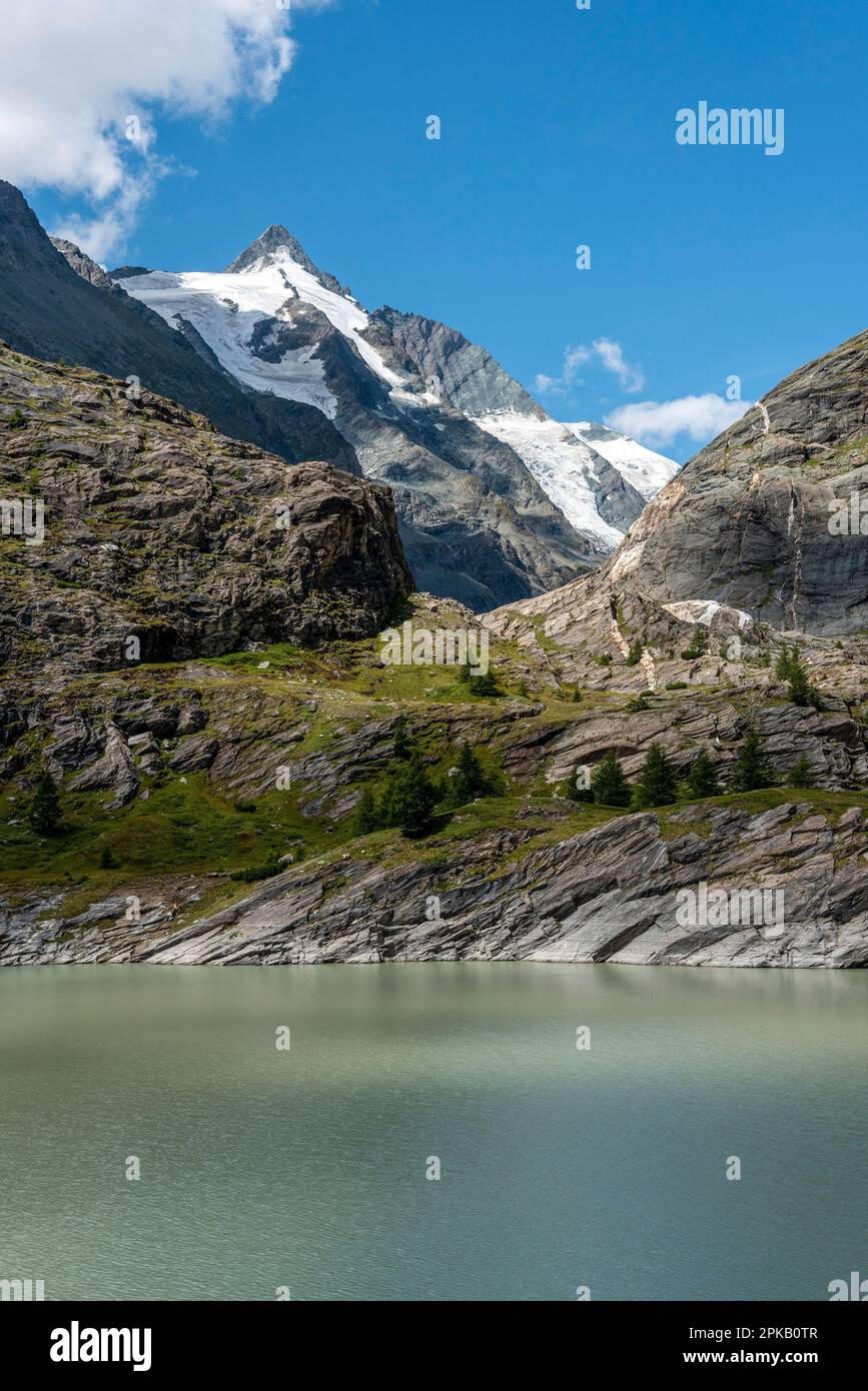 Reservoir of Mount Grossglockner glacial water in the High Tauern ...