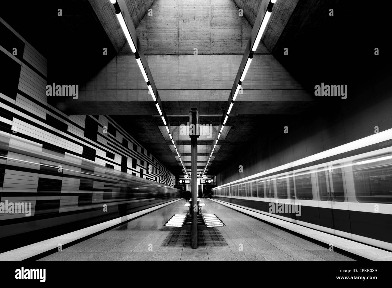 Iconic walls of subway station Oberwiesenfeld in Munich, Bavaria ...
