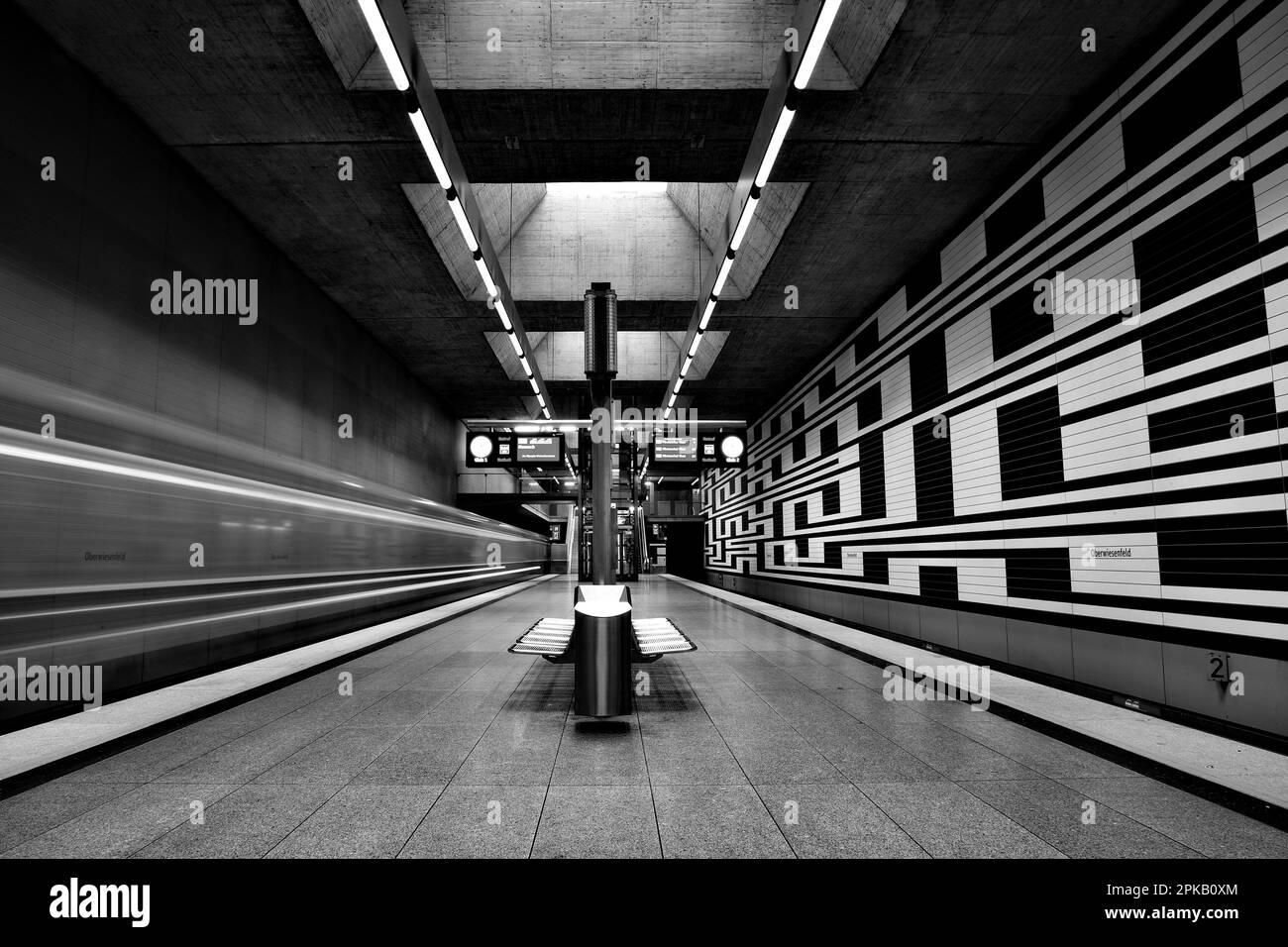 Iconic walls of subway station Oberwiesenfeld in Munich, Bavaria ...
