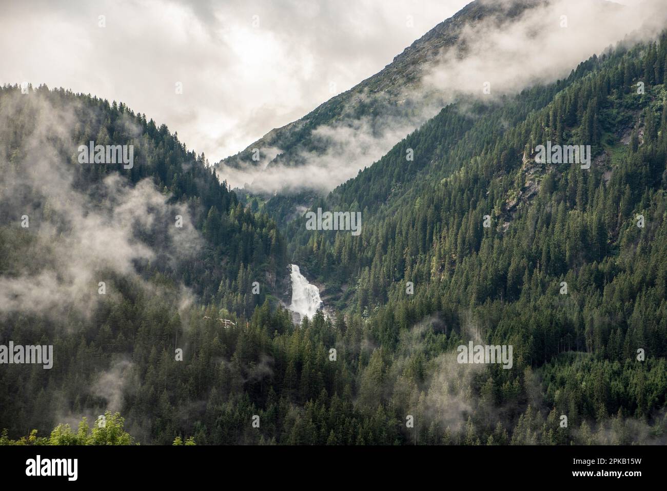 Scenic view of the famous Krimml waterfalls in the High Tauern National ...