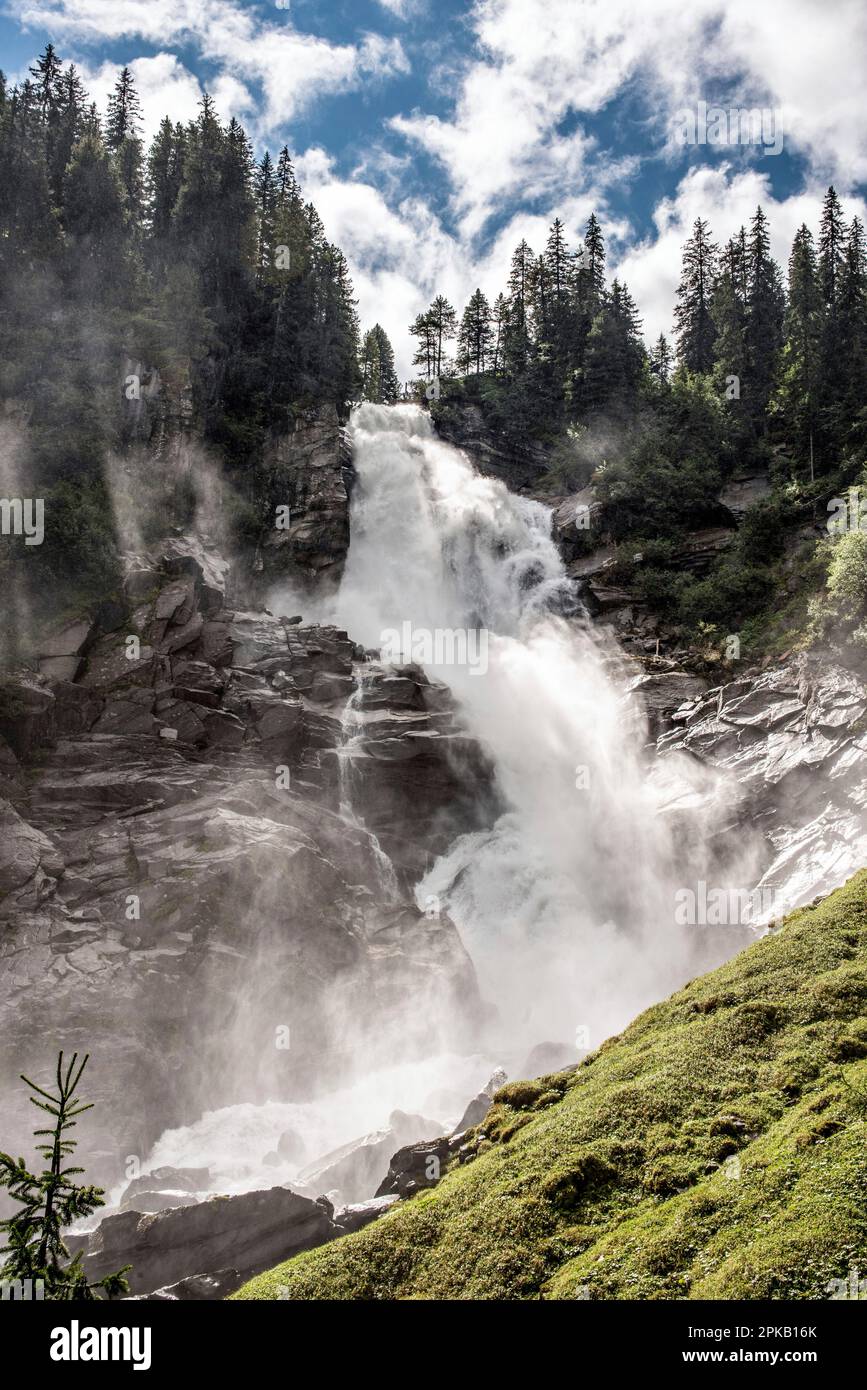 Scenic view of the famous Krimml waterfalls in the High Tauern National ...