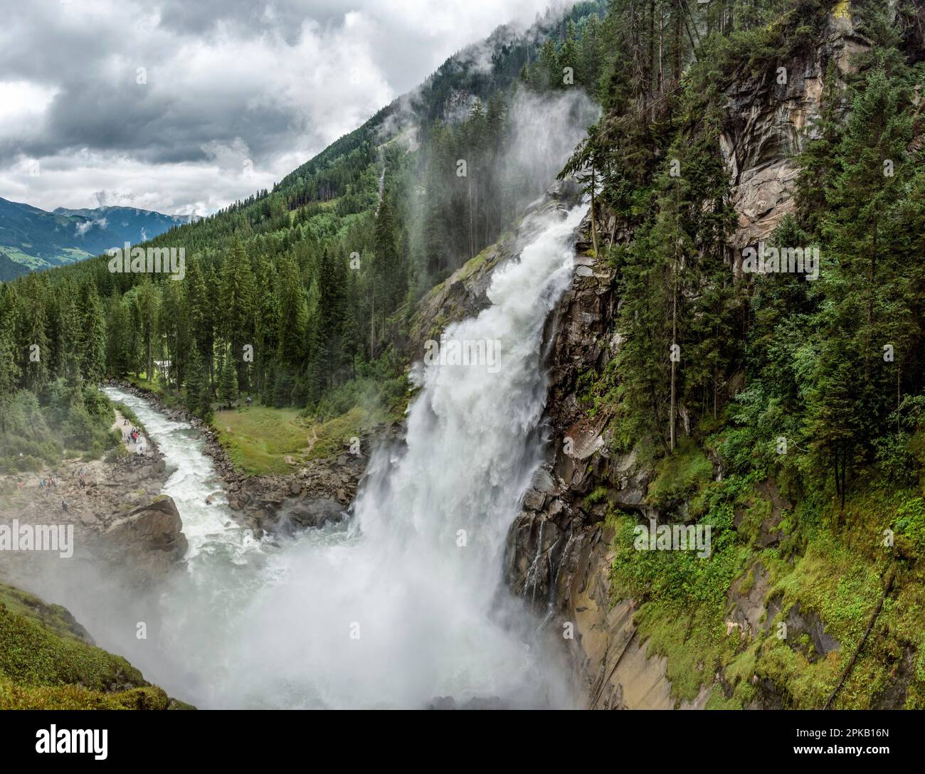 Scenic view of the famous Krimml waterfalls in the High Tauern National ...