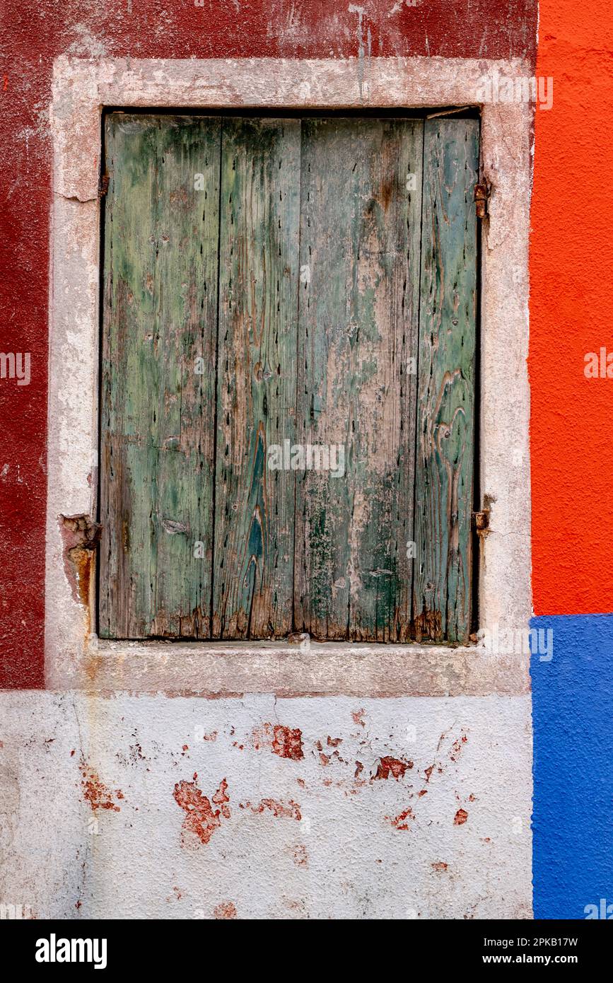 Burano island shutters. Colourful shutters on the island of Murano near ...