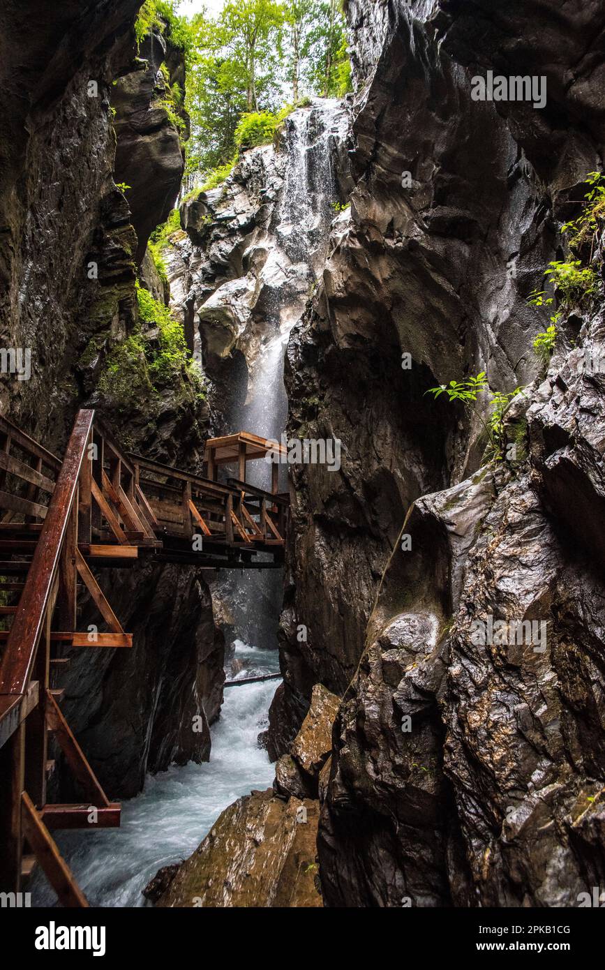 The magnificent Sigmund Thun Gorge in Kaprun, The High Tauern Alps in ...