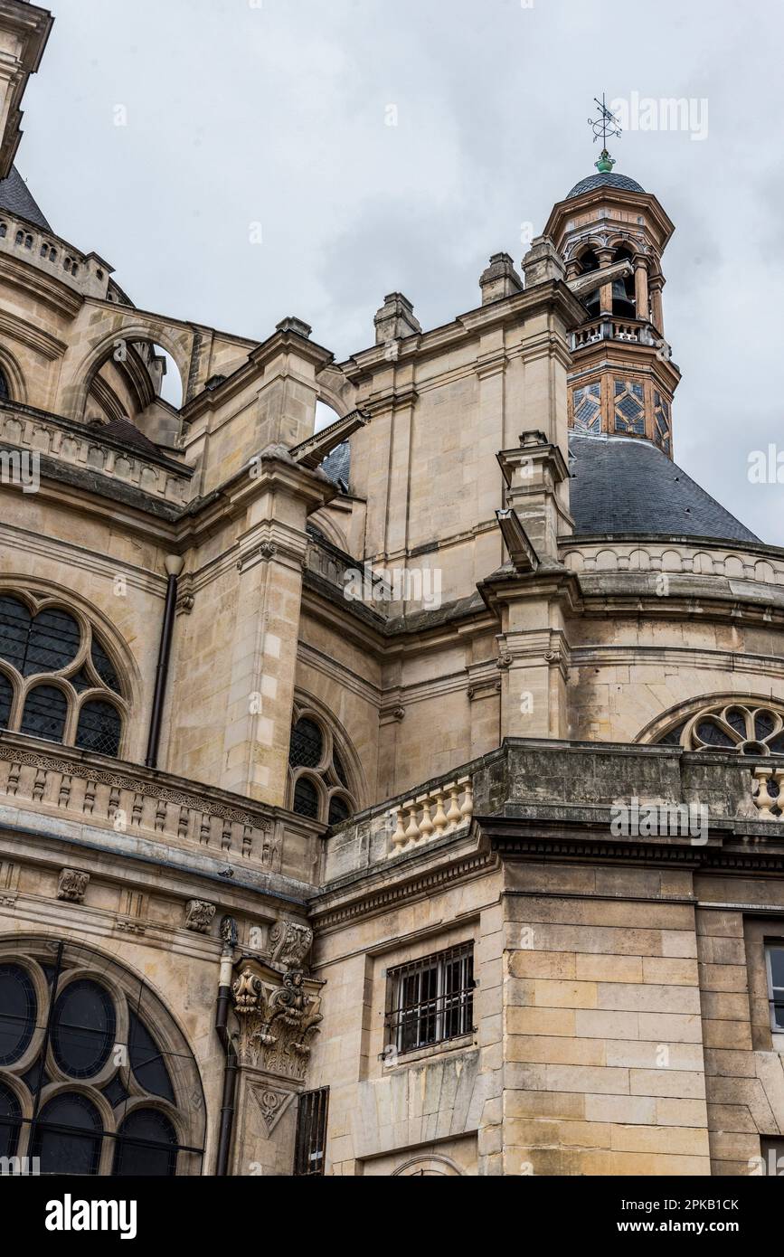 Detail of the buttresses of the gothic church Saint Eustache in Paris ...