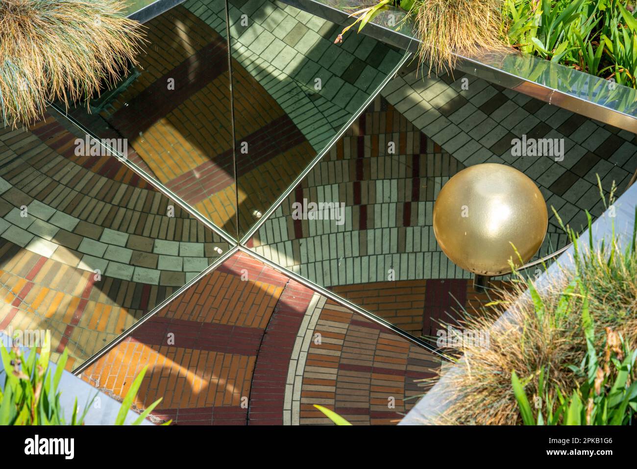 Artistic atrium of a pedestrian underpath in La Defense district in ...