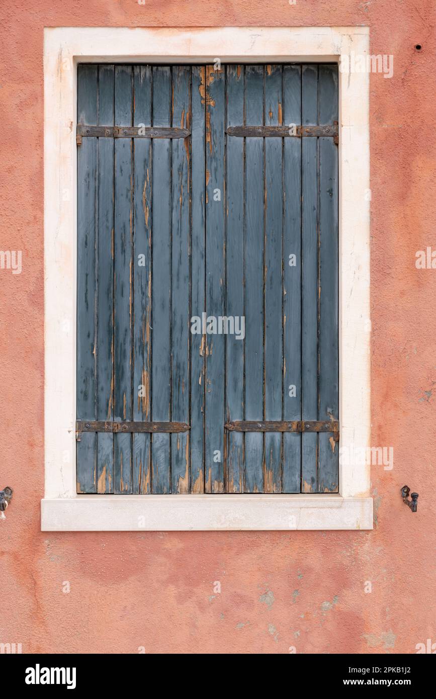 Burano island shutters. Colourful shutters on the island of Murano near ...