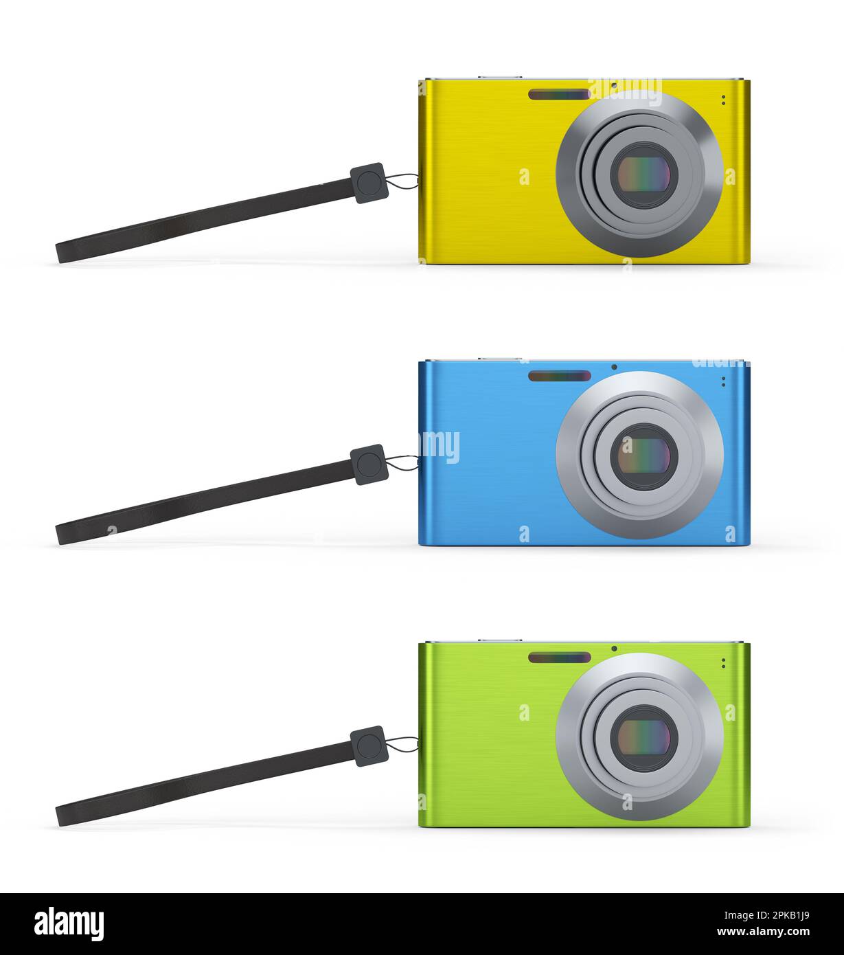 Set of compact pocket digital camera for summer holidays isolated on ...