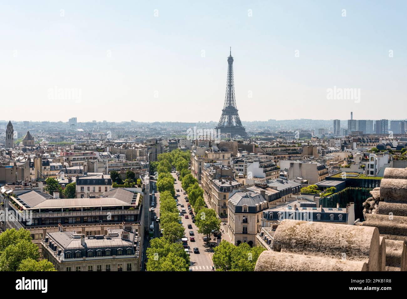 Panoramic view from arc de triomphe south to tour eiffel hi-res stock photography and images - Alamy