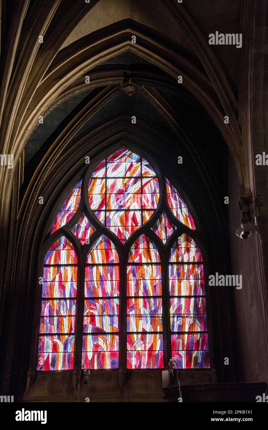 Coloful modern Window in a Church in Paris, France Stock Photo - Alamy