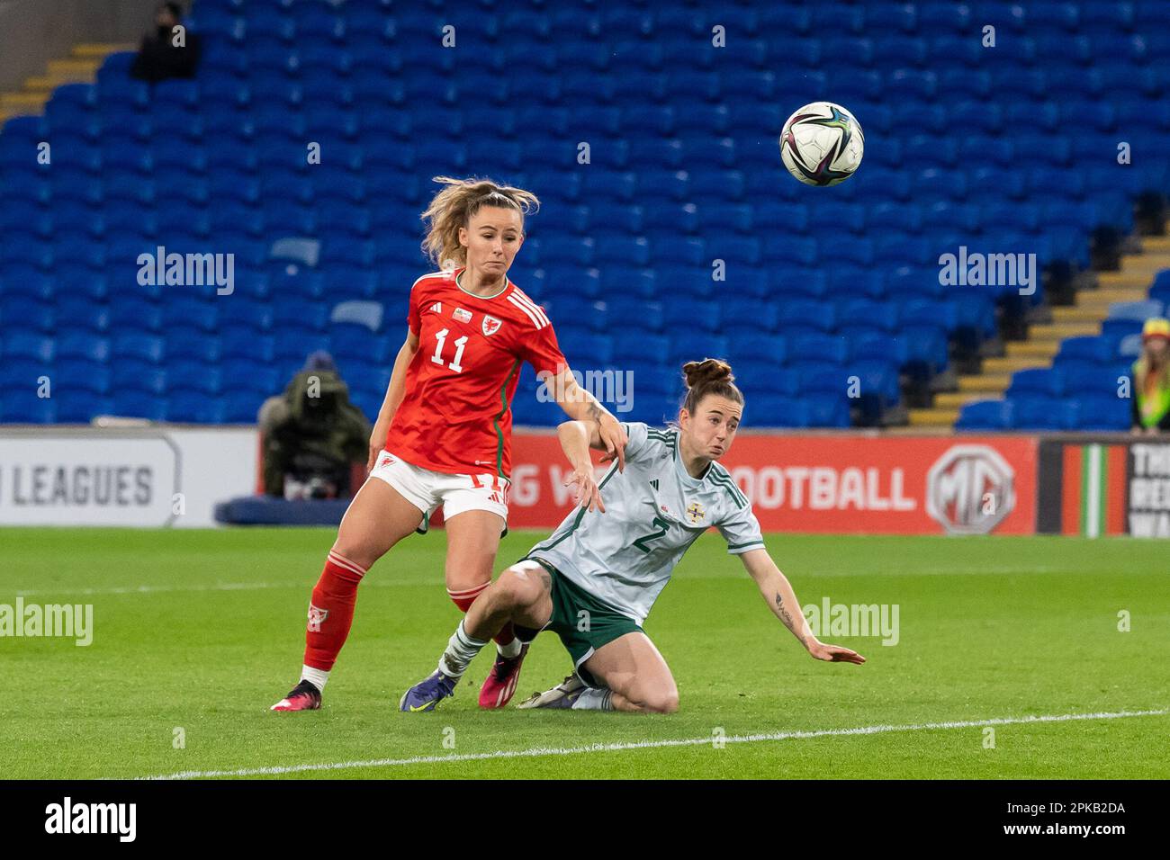 Hannah Cain of Walesshoots on goal during the Women's International ...