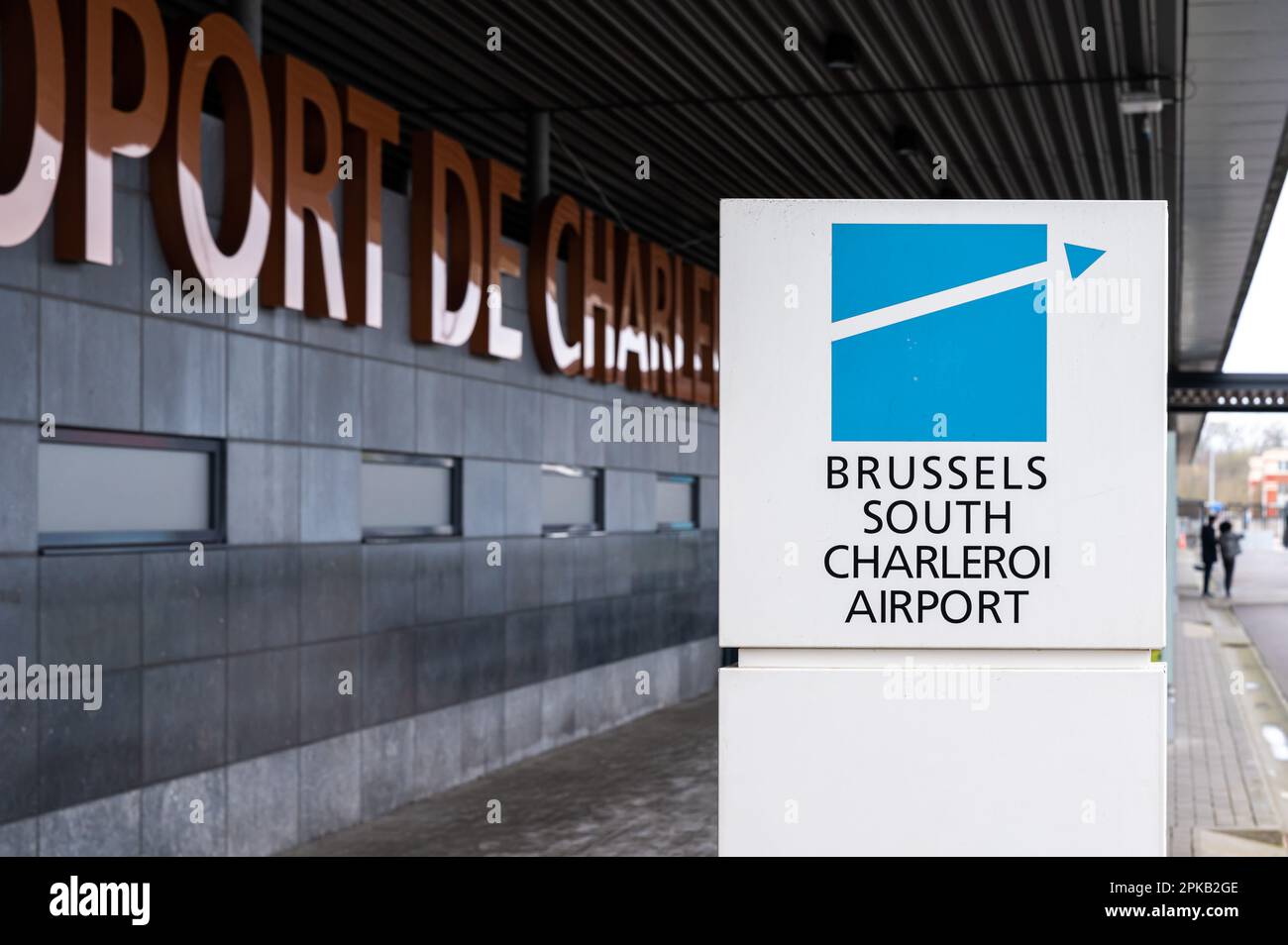 Paphos Airport, Cyprus - March 20, 2023 - Sign and terminal of the ...
