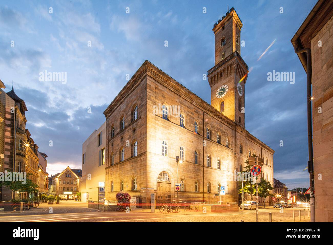 City hall Fürth with leaning tower, quintessence, Franconia, Bavaria ...