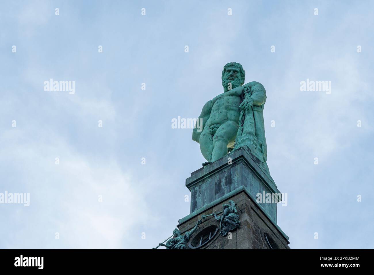 Copper statue hercules in the bergpark wilhelmshohe hi-res stock ...