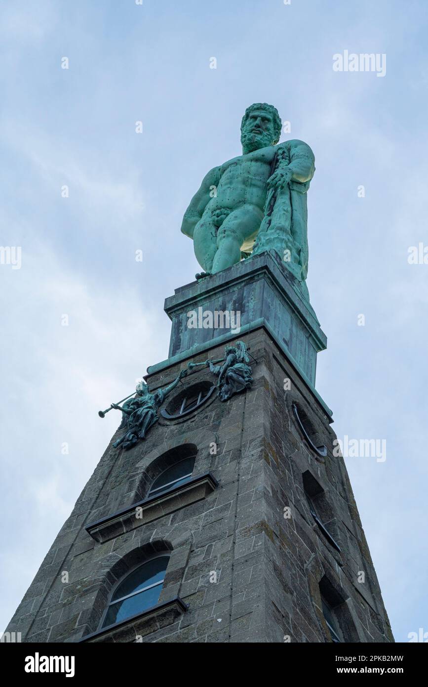 Copper statue hercules in the bergpark wilhelmshohe hi-res stock ...