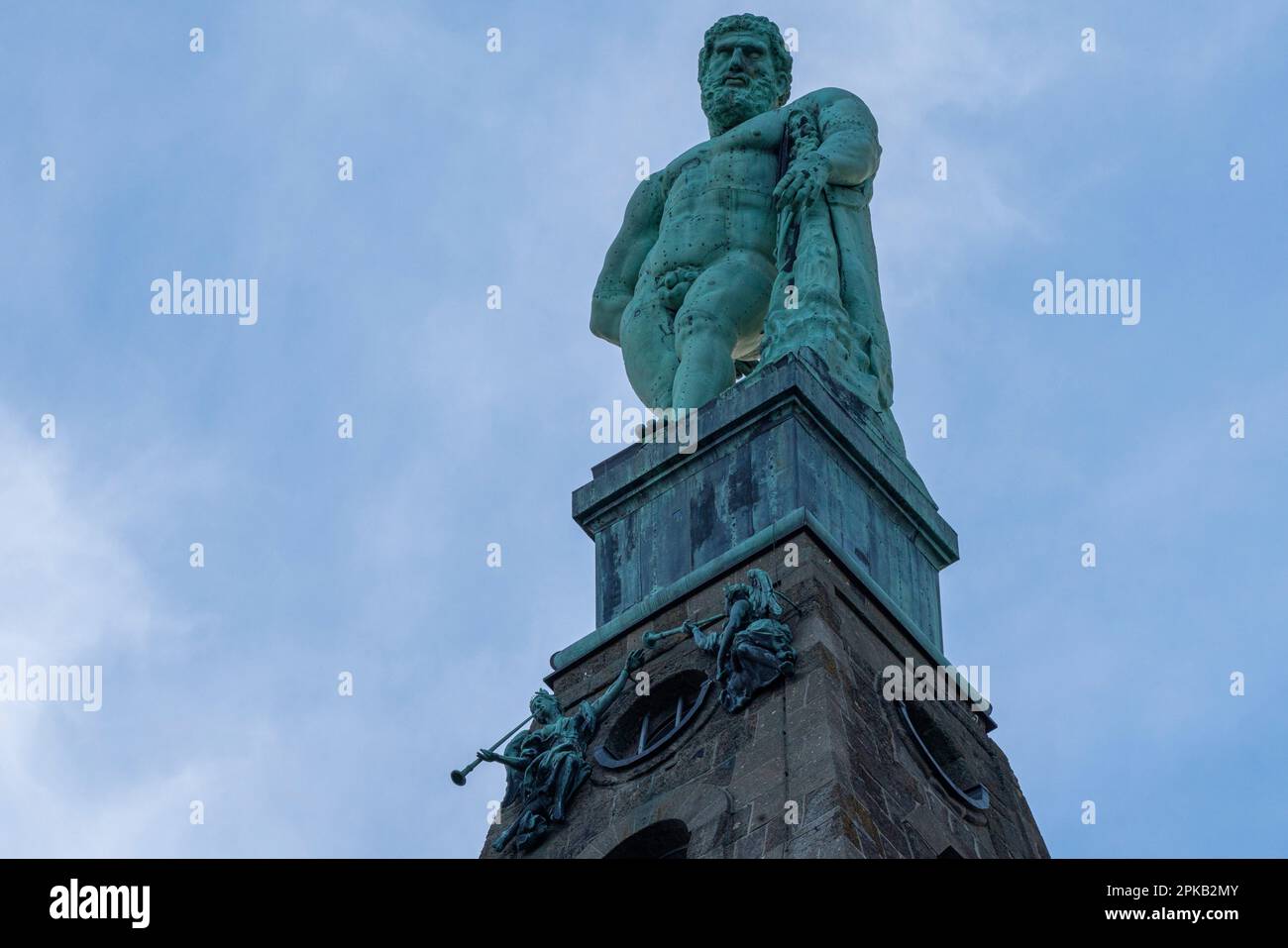 Copper statue hercules in the bergpark wilhelmshohe hi-res stock ...