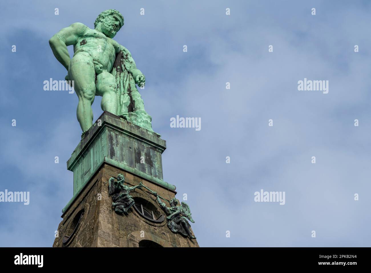 Copper statue hercules in the bergpark wilhelmshohe hi-res stock ...