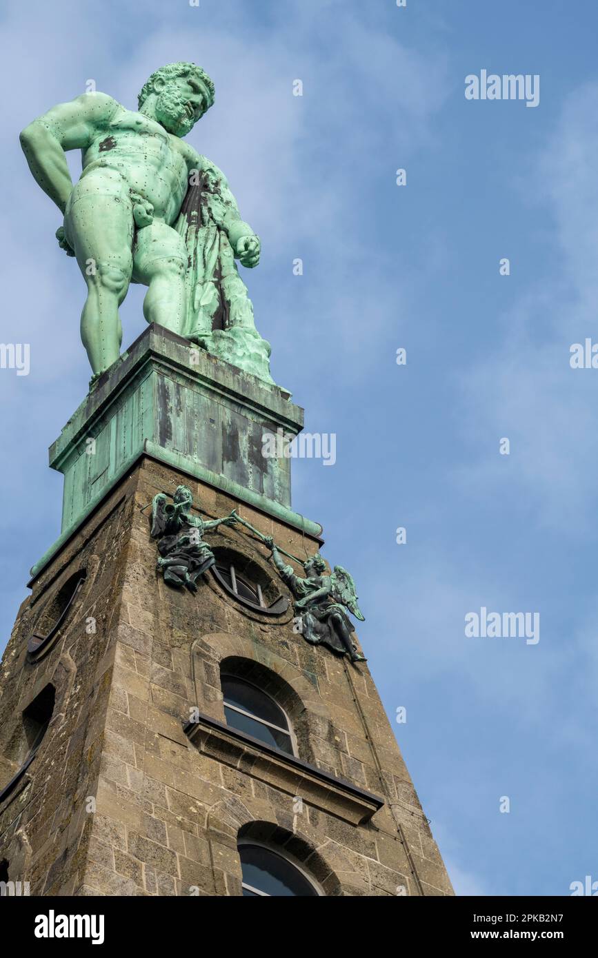 Copper statue hercules in the bergpark wilhelmshohe hi-res stock ...