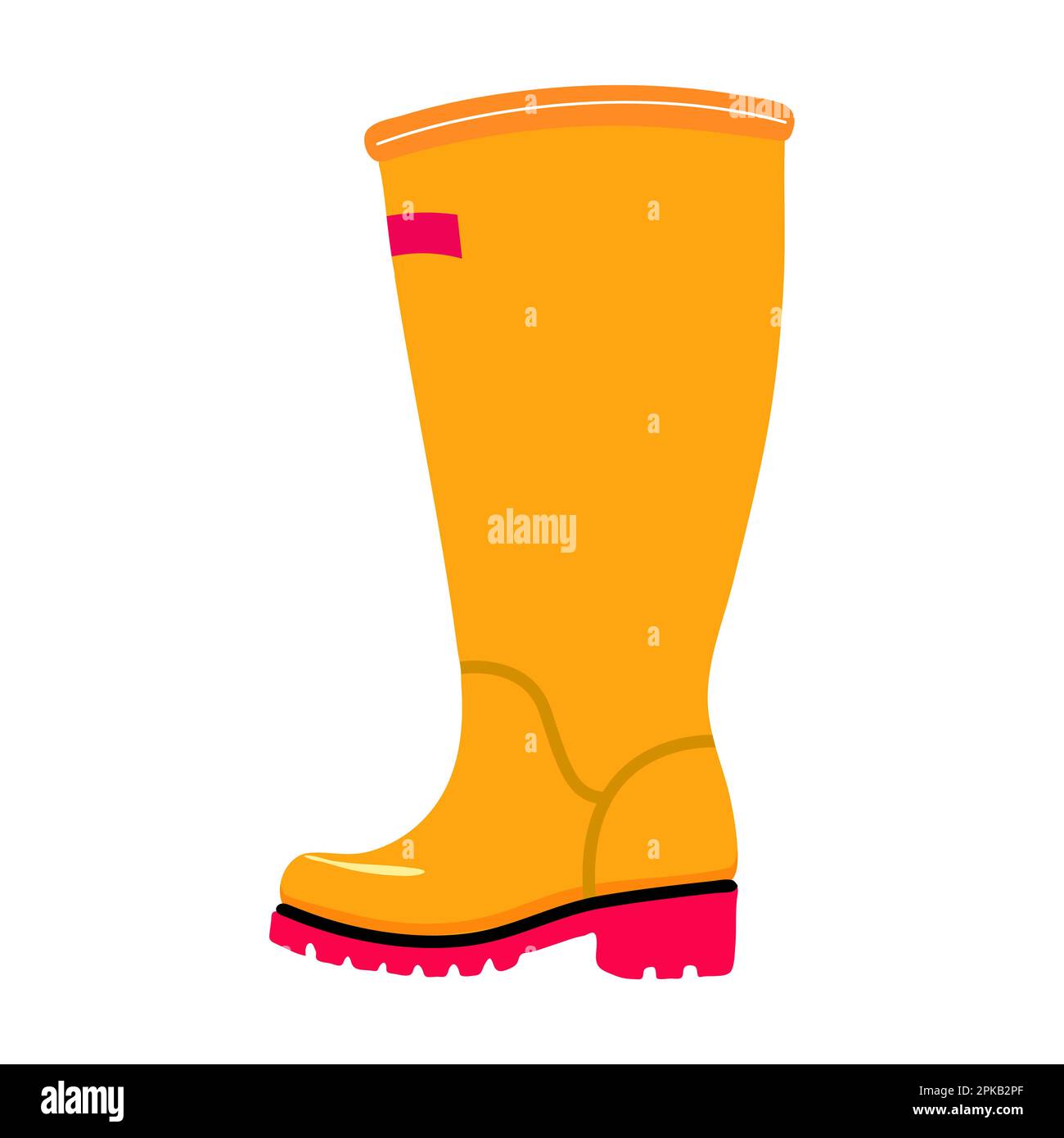 Yellow rubber boot with red sole. Vector Flat illustration Stock Vector ...