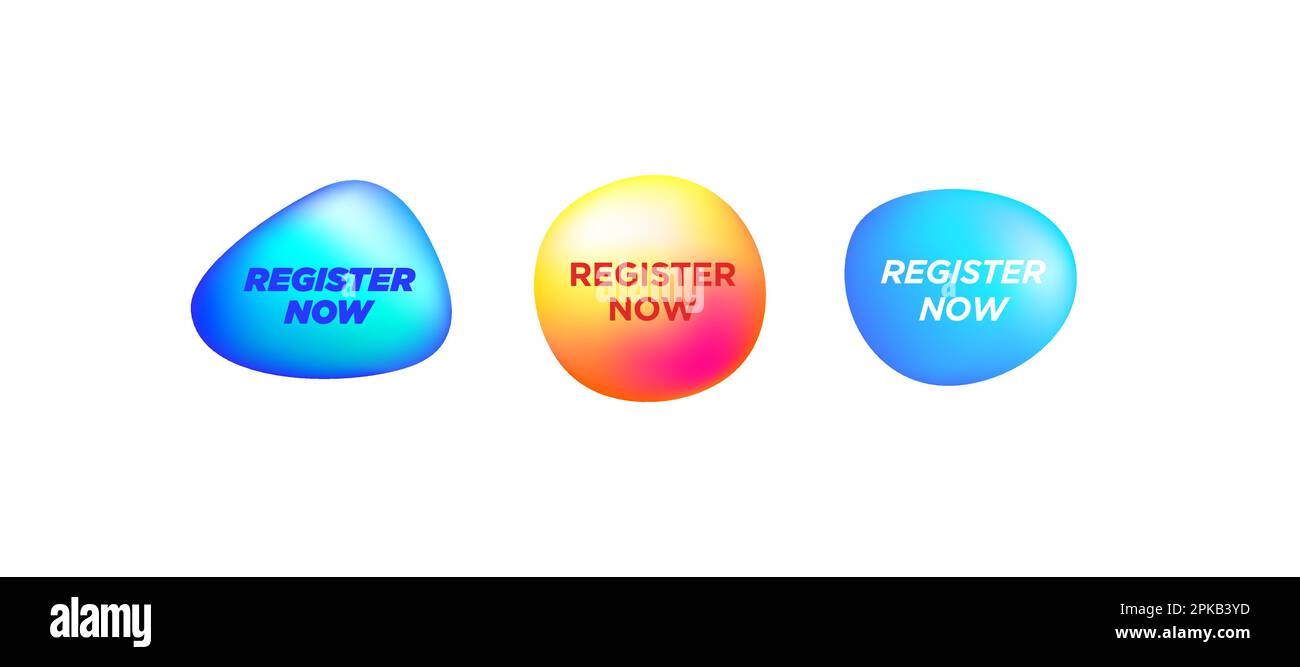 Vector login button register now. Liquid shape object application ...