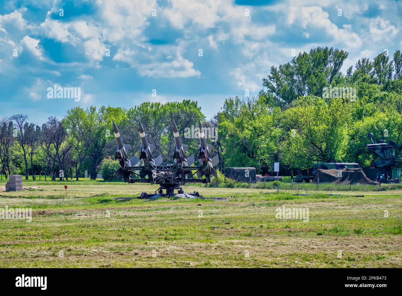 Launcher with four missiles ready to be launched. Surface to air ...