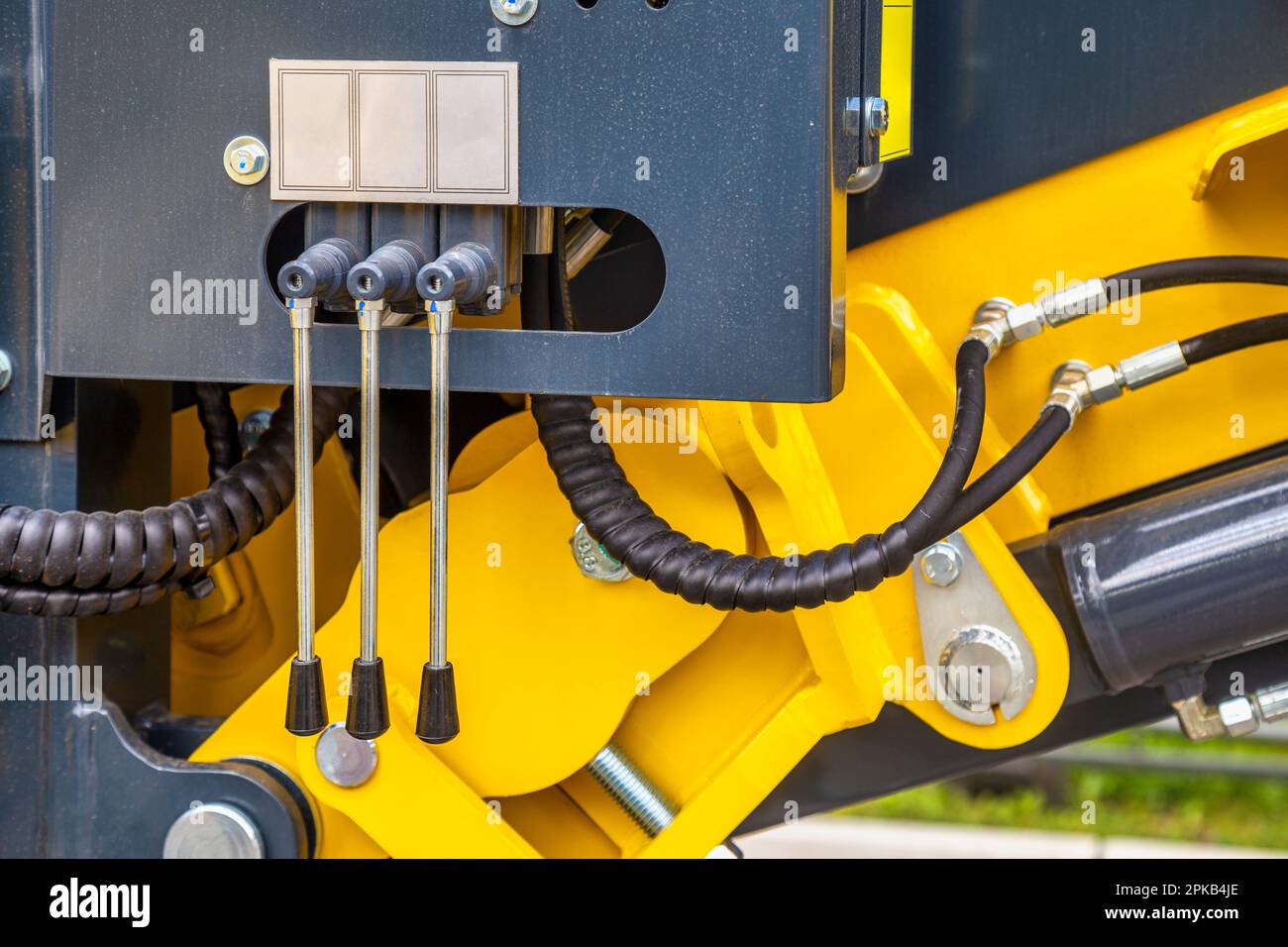 Hydraulic system control levers on the excavator, using to operate for ...