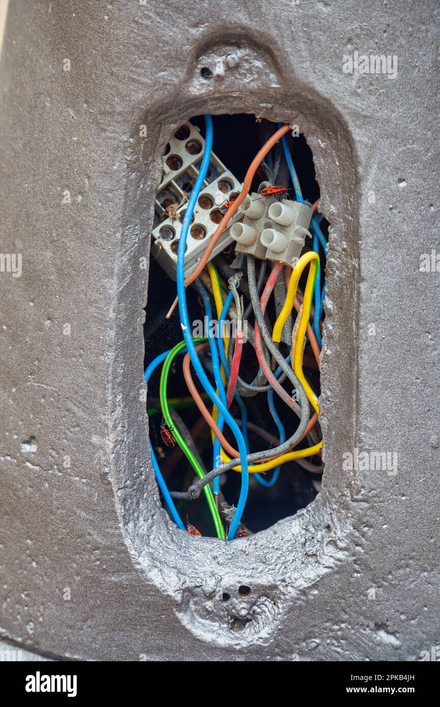 Light pole with open hole and electrical connection for a street ...