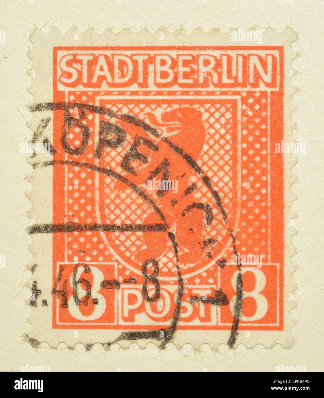 Postage stamp printed by Germany, that shows Symbol of Berlin, Bear ...