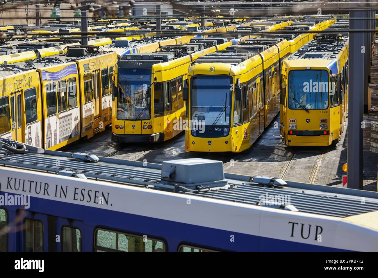 Essen, North Rhine-Westphalia, Germany - Trams stand in the depot of ...